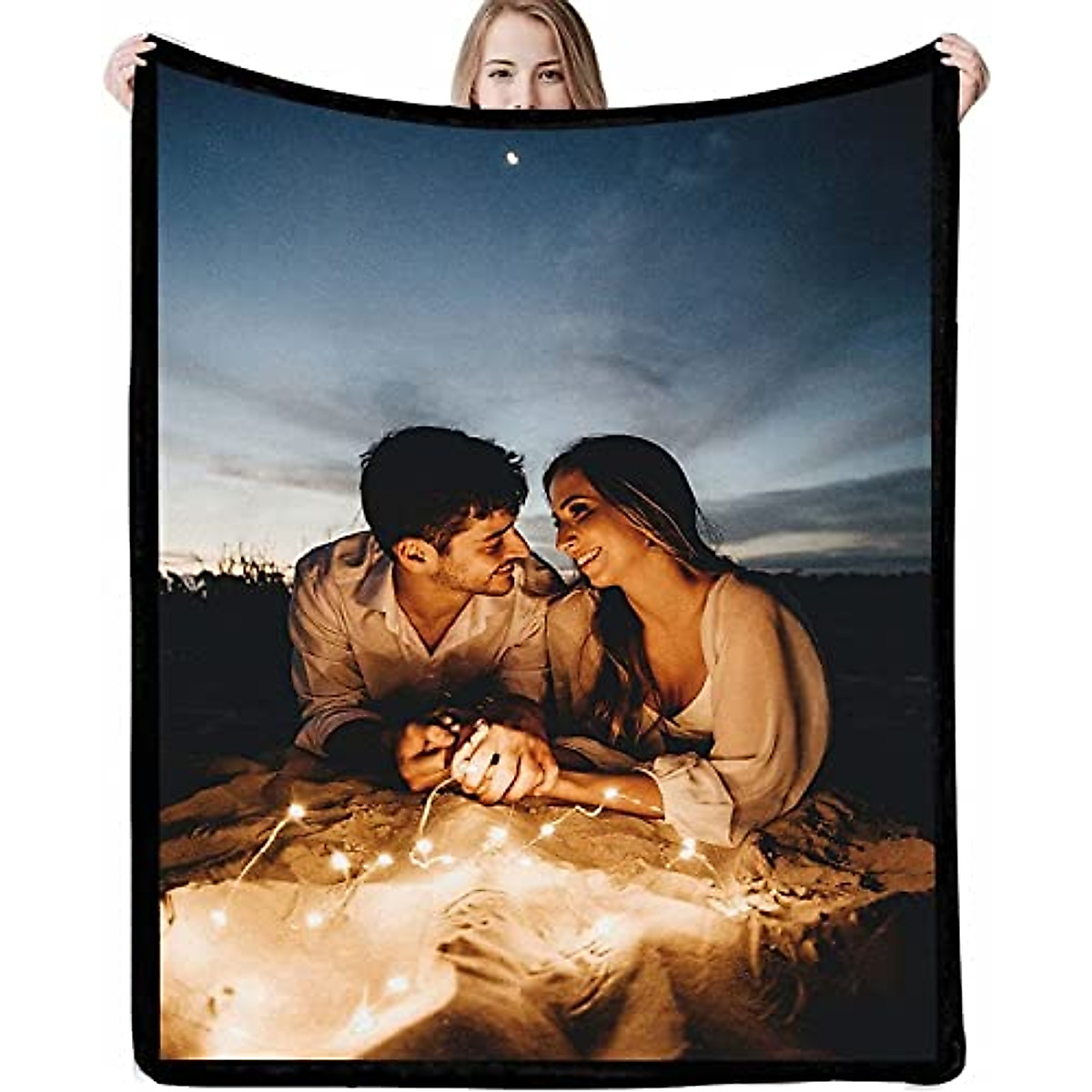 Custom Blanket with Photos/Text, Personalized Throw Blanket Cozy Fleece Customized Picture Blanket for Family Friend Pet Christmas Birthday Wedding Gifts 80*60Inch