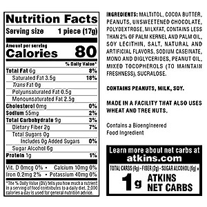 Atkins Endulge Peanut Butter Cups, Dessert Favorite, Low Carb, 0g Sugar, 20 Count