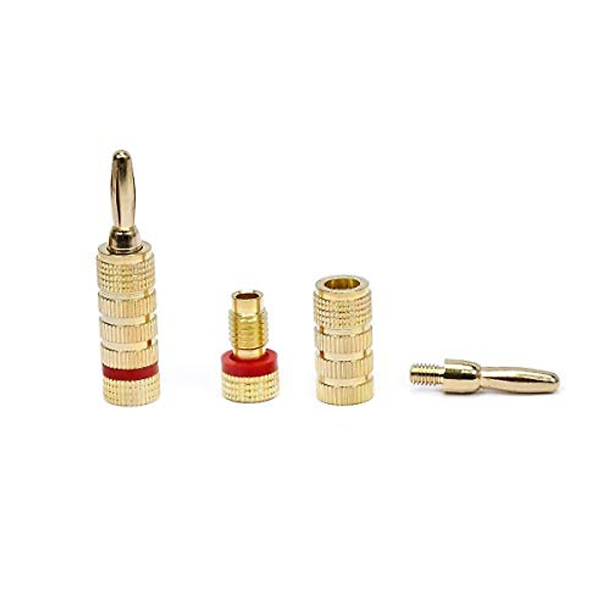 Monoprice Gold Plated Speaker Banana Plugs – 5 Pairs – Closed Screw Type, For Speaker Wire, Home Theater, Wall Plates And More