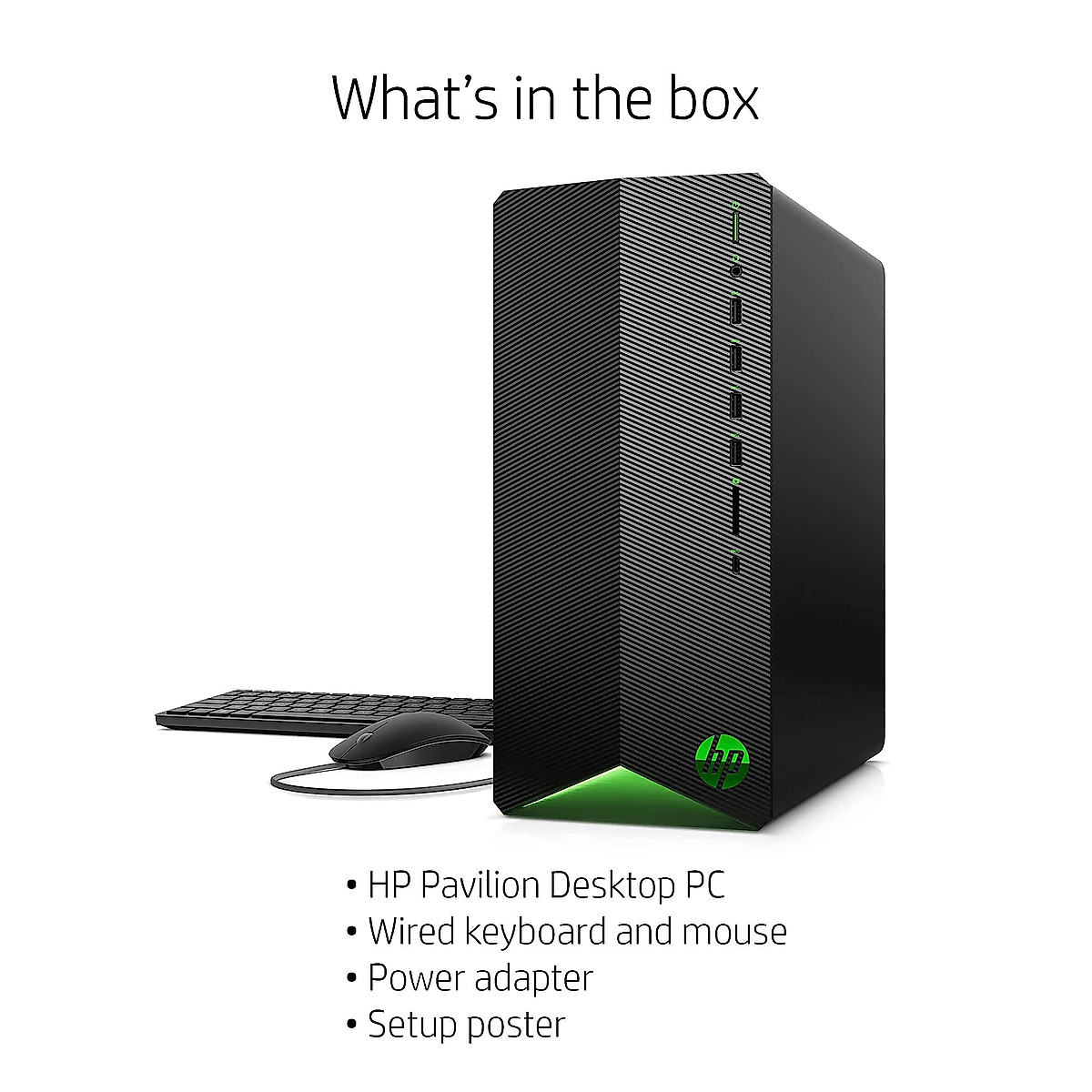 HP Pavilion Gaming Desktop Computer, AMD Ryzen 5 5600G Processor, 32GB RAM, 512GB NVMe SSD, 1TB HDD, Mouse and Keyboard, Windows 10 Home, HDMI Cable