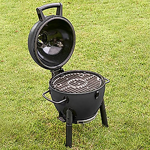 Char-Griller® AKORN® Jr. Portable Kamado Charcoal Grill and Smoker with Cast Iron Grates and Locking Lid with 155 Cooking Square Inches in Ash, Model E86714