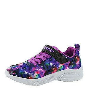 Skechers Kids Girls Microspec Max-Spiral Galaxy Sneaker, Black/Multi, 2 Little Kid