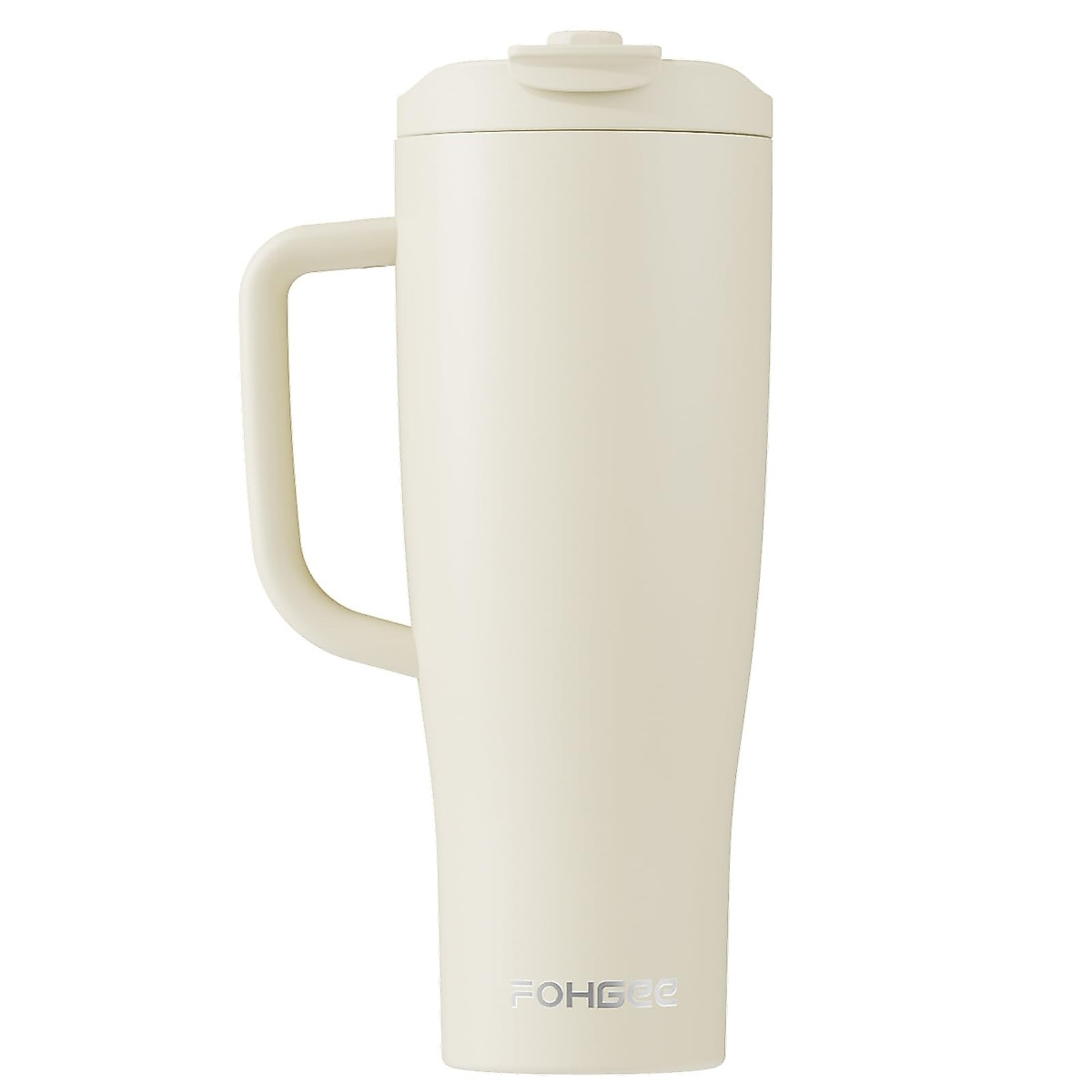FOHGEE 40oz Tumbler with Handle and Straw Lid【Magnetic lid + Removable built-in straw】100% Leak-proof Travel Coffee Mug, Stainless Steel Insulated Cup, Keeps Cold for 24Hrs (ChillWave Cream Whisper)