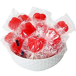 Red Heart Lollipops - 5 Pounds Bulk - Approx 200 ct - Heart Candy Strawberry Flavored