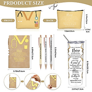 Domensi 6 Pcs Nurse Week Appreciation Gifts for Women Medical Nursing Assistant 20 oz Marble Sign Tumbler Makeup Bag Notepad with Ballpoint Pen for Graduation Nursing Student(Khaki)