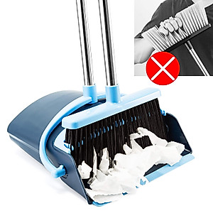 OLLSDIRE Broom and Dustpan Set for Home 2024 Indoor Broom with Dustpan Combo Set Upright Dust Pans with Long Handle Angle Broom for Kids Garden Pet Hair Lobby Wood Floor Sweeping Kitchen