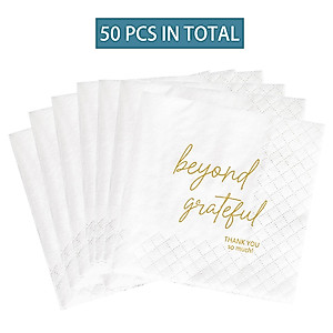 Thank You Napkins, Beyond Grateful Napkins for Party Supplies Decorations Favors Gifts, Bridal Shower Thank You Napkins for Cake Dessert Berverage Table Decorations (4.5 x 4.5 In, 50Pcs)