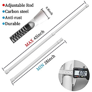 2 Pack Spring Tension Curtain Rod Adjustable 28-43 Inches，5/8" Diameter， White，Small Short Expandable Spring Loaded Curtain Tension Rods For Window, Bathroom, Cupboard,Kitchen