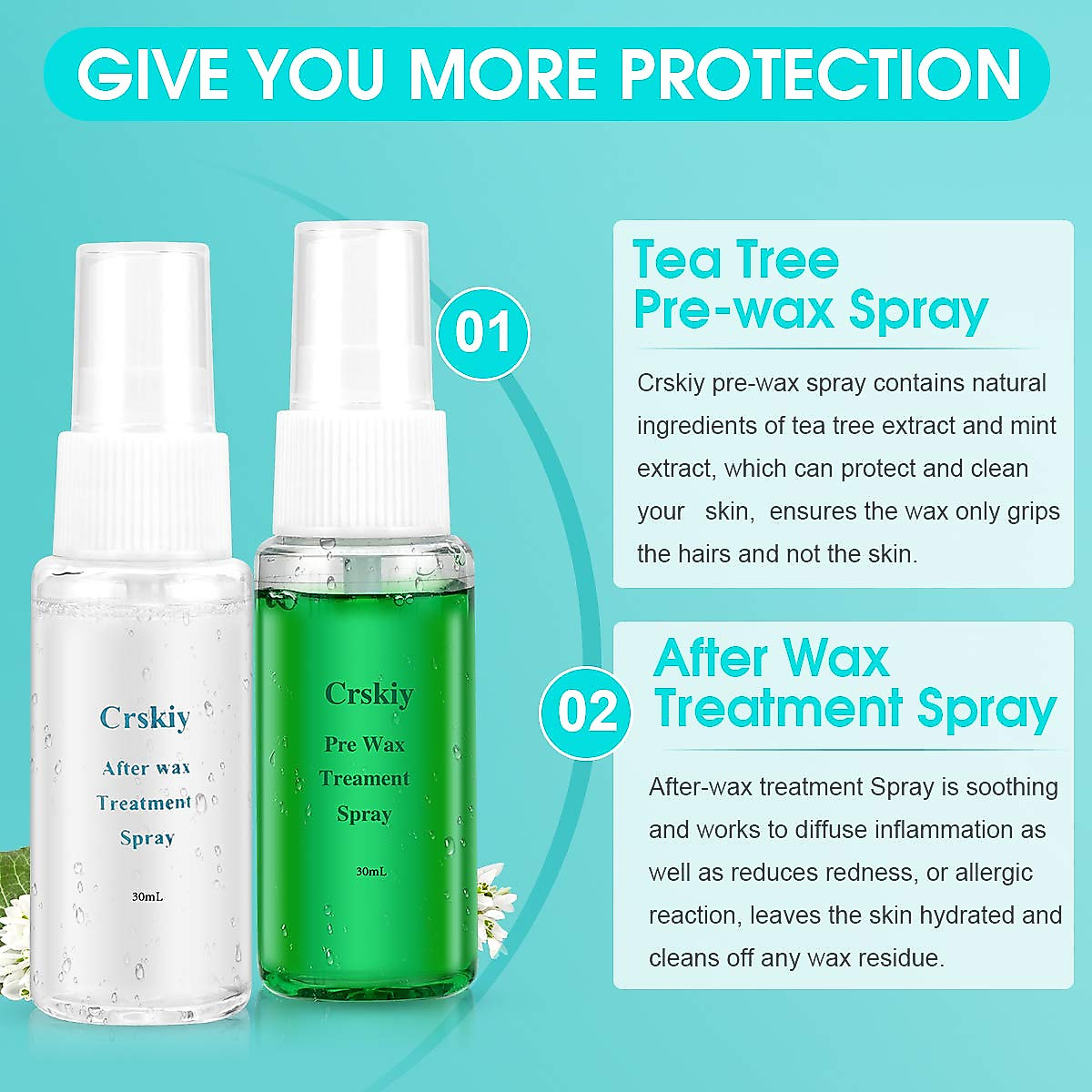 Crskiy Wax Warmer Hair Removal Kit for Women and Men with 4 Flavors Hard Wax Beans (14.1oz), Multiple Formulas for Coarse Hair, Eyebrow, Armpit, Bikini, and Brazilian Waxing