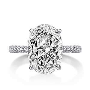 Duan Classic Promise Ring 925 Sterling Silver Oval Cut 3ct AAAAA Zircon Cubic Zirconia Promise Engagement Wedding Band Rings Size 6-10 (US Code 7)