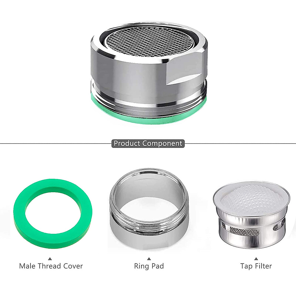 BOETOADG 4PCS Faucet Aerator, 2 Packs of Aerator Filter Replacement Parts, With Brass Housing 15/16 Inch 24mm External Thread Aerator Faucet Filter, With Gasket, For Kitchen and Bathroom