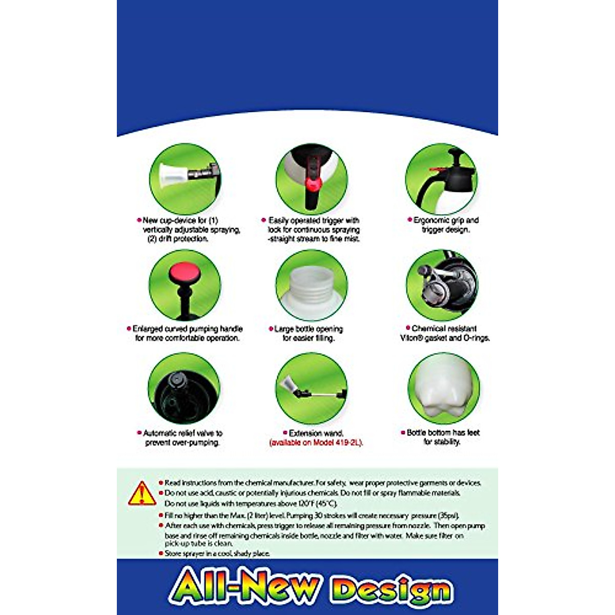 Solo 419 2-Liter One-Hand Pressure Sprayer, Ergonomic Grip