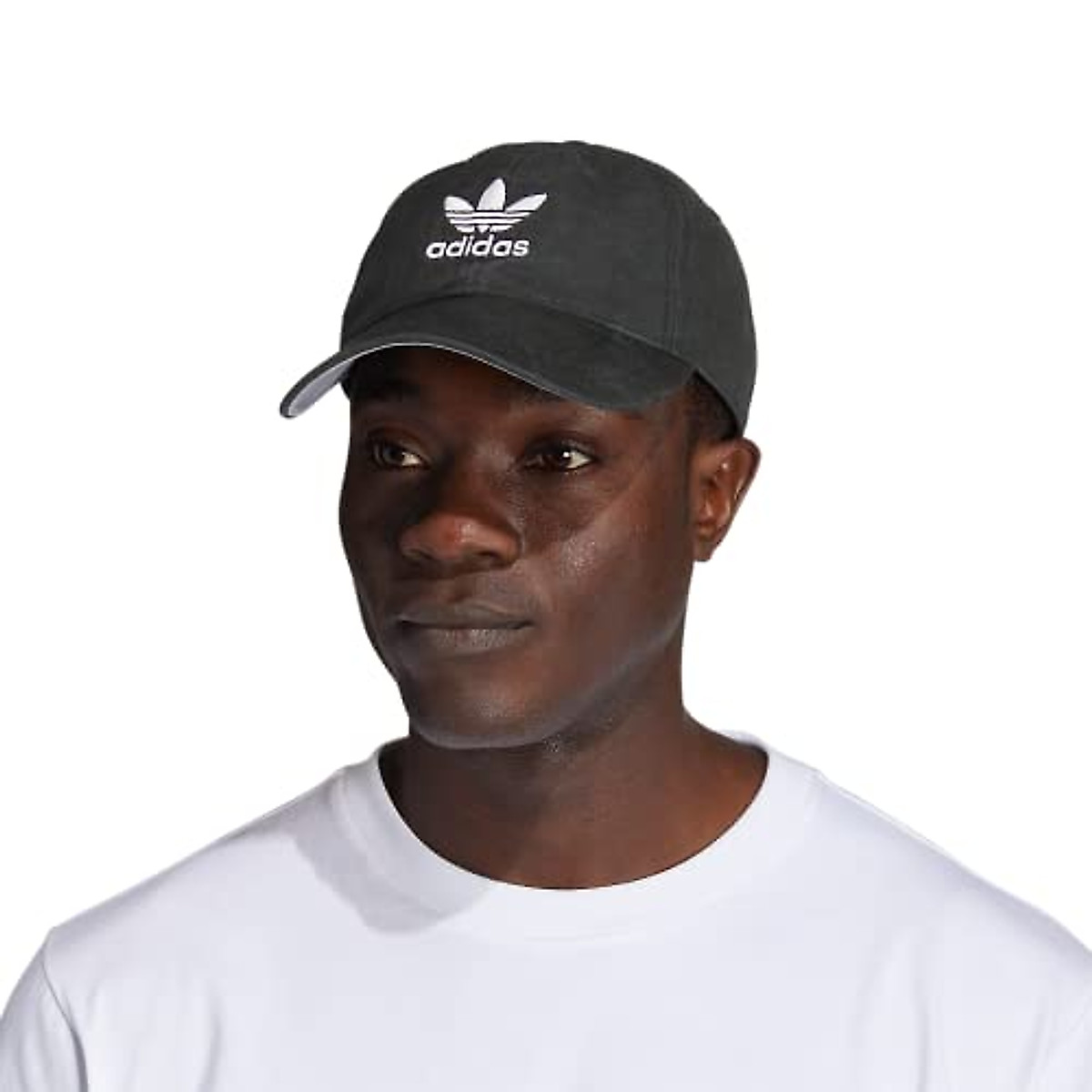 adidas Originals mens Fit Hat Men s originals relaxed strapback cap, Black/White, One Size US