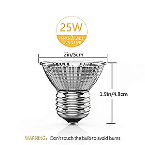 ECOSI 25W UVB Bulb UVA Light Halogen Basking Bulb Reptilian Lamp Lizard Lamp E27 UV Heating Lamp Spot Lamp Full Spectrum Sun Lamp Sunbathe Heat Bulb/Lamp/Light for Turtle Reptile Lizard Habitat-6 Pcs