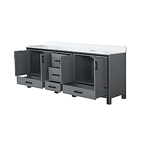 Bell+Modern Augustine 84 in W x 22 in D Dark Grey Double Bath Vanity and White Quartz Top