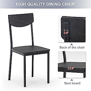 JOMEED 5 Piece Dining Table Set for 4 Kitchen Table and Chairs for 4 Metal and Wood Rectangular Space Saving Dining Table with Chairs Perfect for Dining Room, Kitchen and Small Spaces (Black)