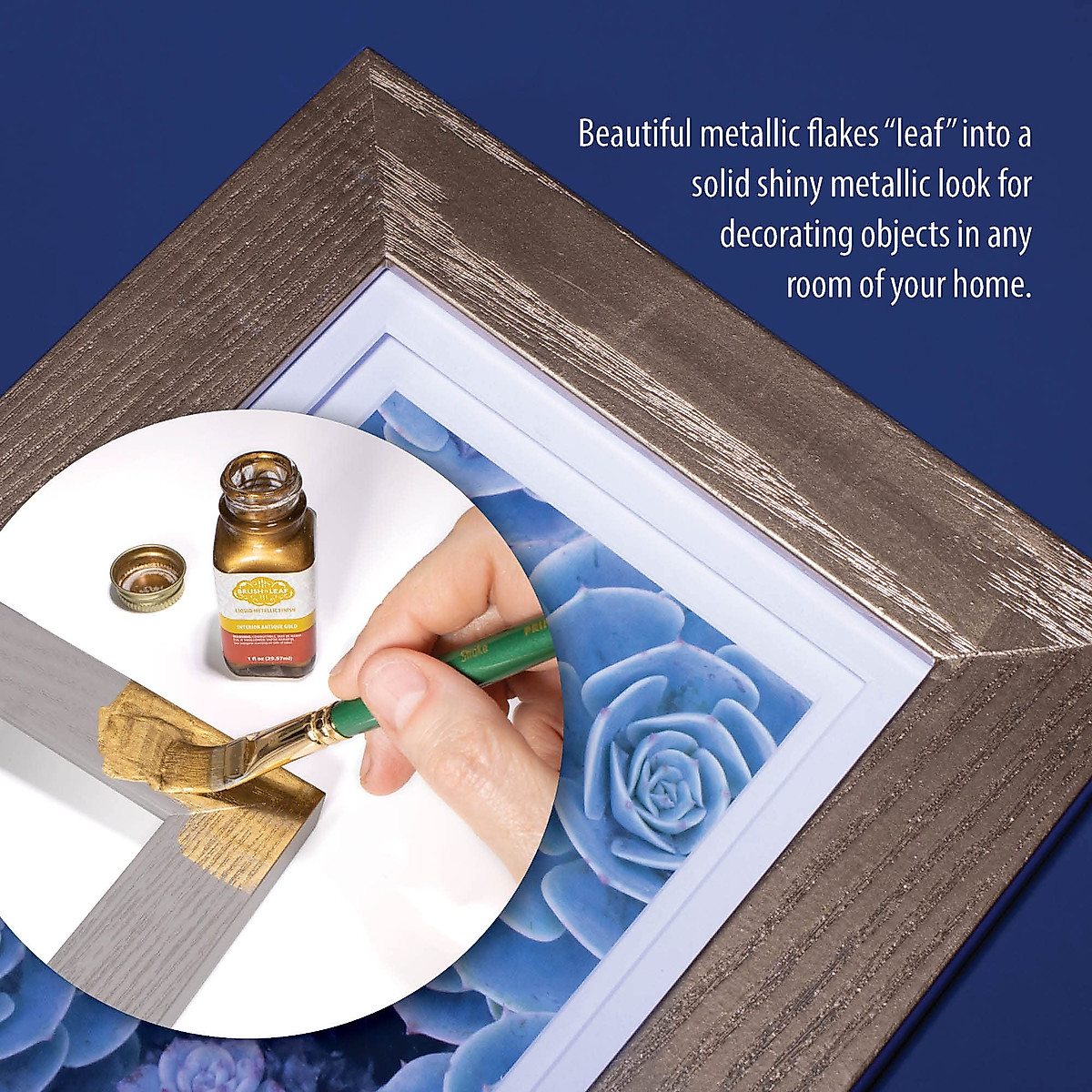 AMACO Brush ‘n Leaf - Antique Gold Leaf 1oz Bottle - Liquid Gold Leaf Paint for Metal Wood Ceramic and More - Interior Liquid Leaf Paint for Objects and Furniture