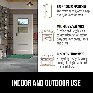 Gorilla Grip Traffic Guard Door Mat, 2 Pack, Heavy Duty Waterproof Doormat, Commercial Office Space Welcome Mats, Stain and Fade Resistant, Low Profile, Strong Rubber Backing, 29x17, Green