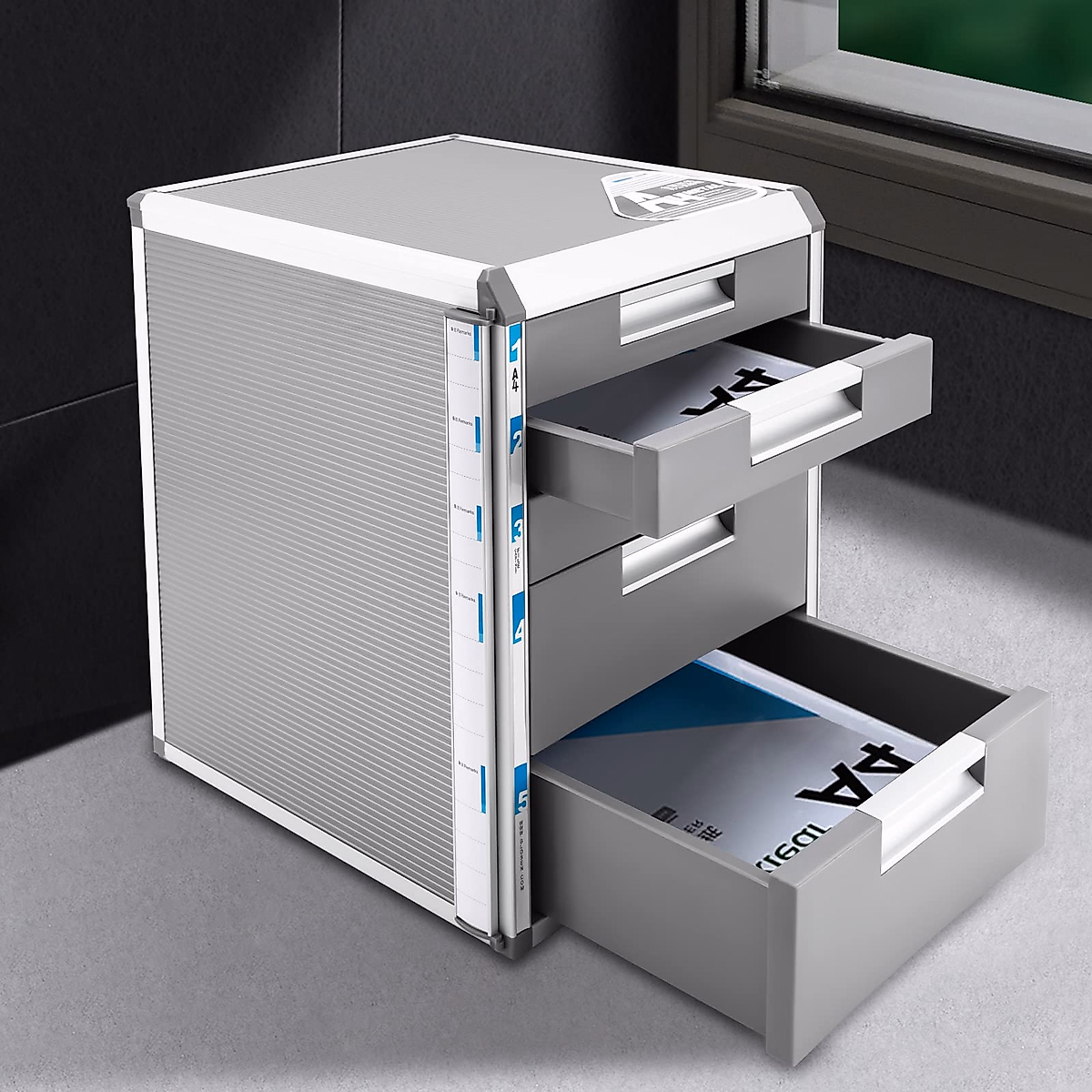 LIECARYAM 5 Office Lateral File Cabinets - Metal Lateral File Cabinet with Lock, Storage Cabinet with Drawers Under Desk Metal Filing Cabinet for Home Office for Legal/Letter A4 Size