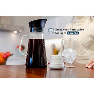 Cuiscent Cold-Brew Coffee Maker, 1350ml capacity,Stainless Steel 304 filter, includes cleaning brush