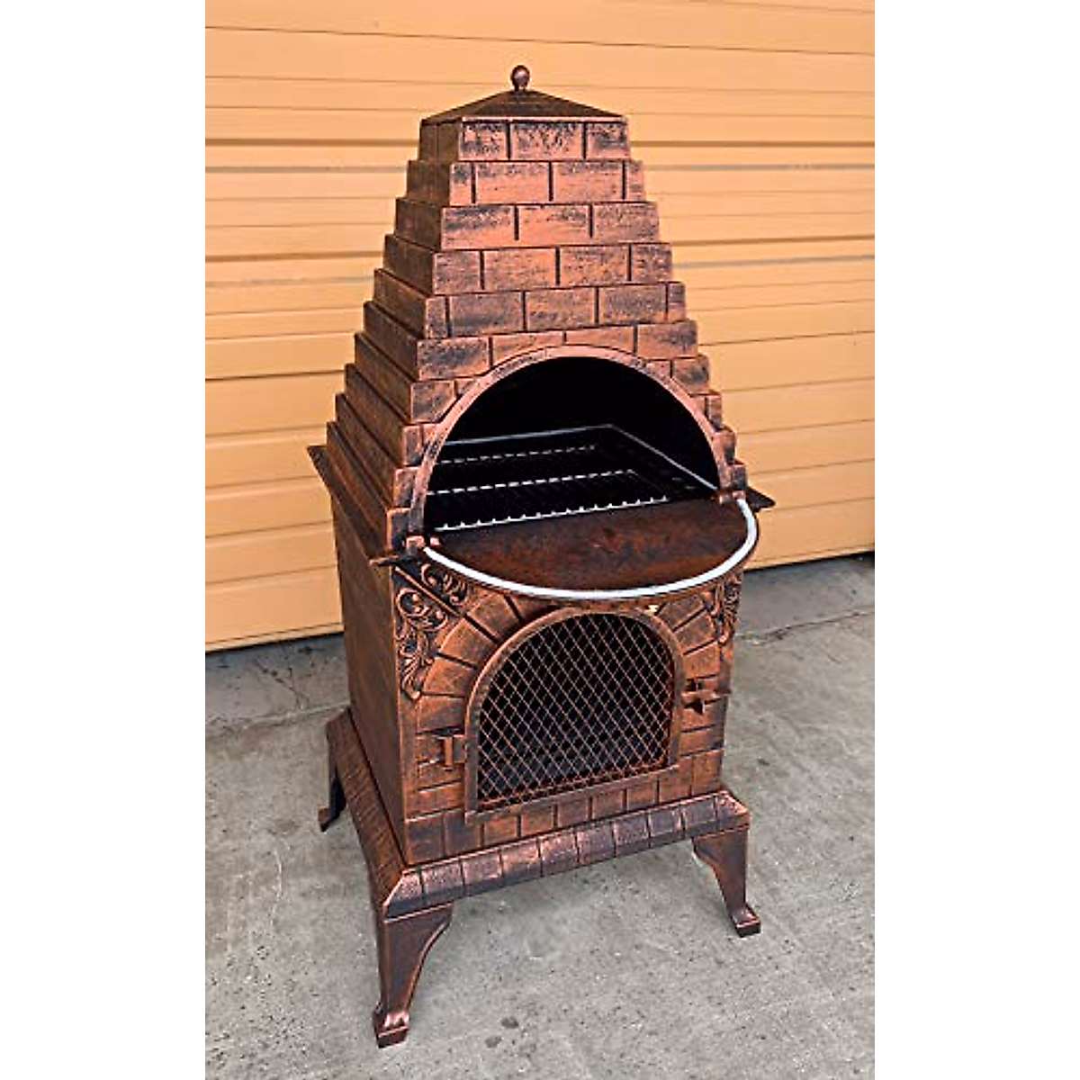 Deeco DM-0039-IA-C Aztec Allure Cast Iron Pizza Oven Chiminea
