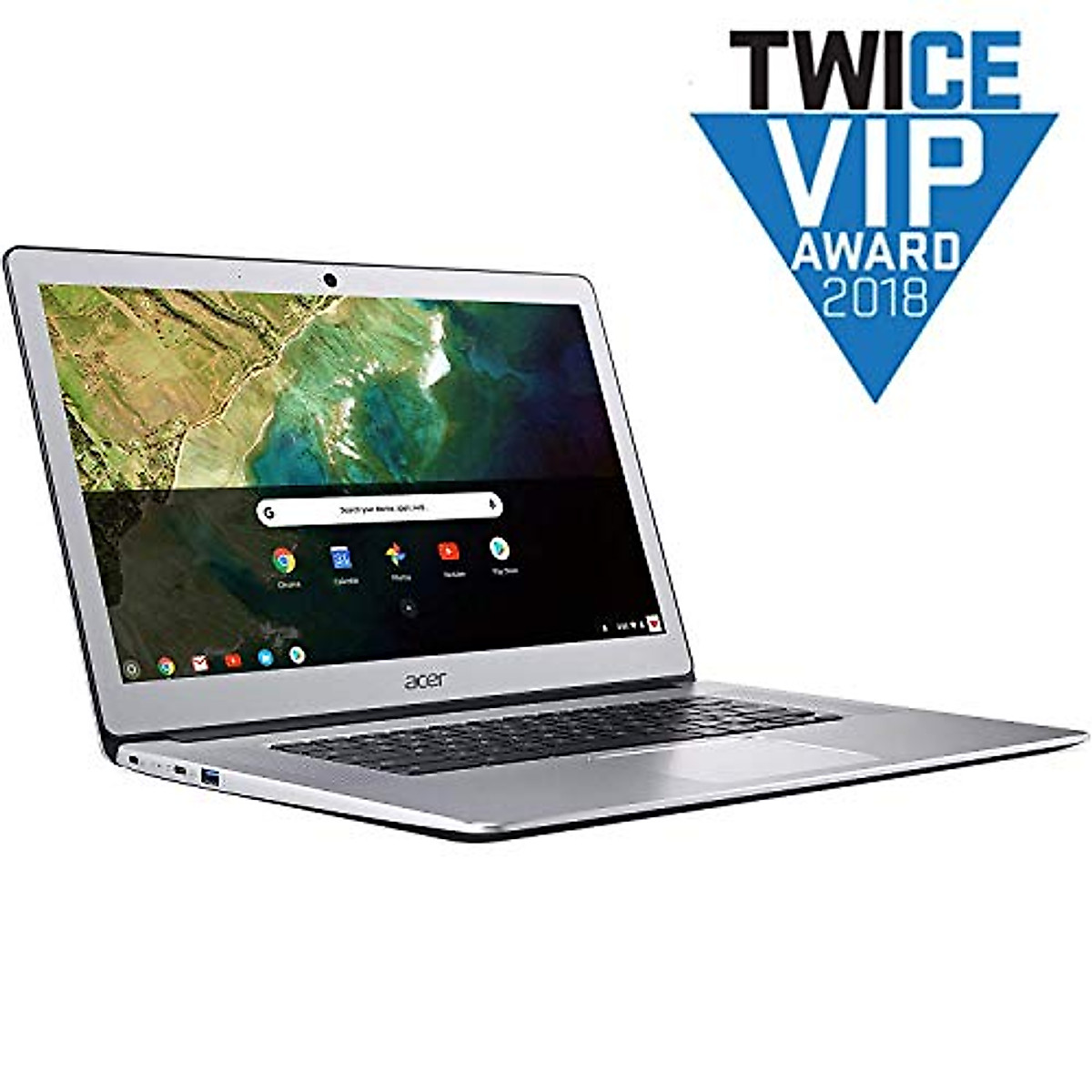 Acer Chromebook 15, Intel Celeron N3350, 15.6" Full HD Touch, 4GB LPDDR4, 32GB Storage, Google Chrome, Pure Silver, CB515-1HT-C2AE, 15-15.99 Inches