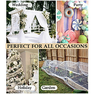 Luceinvita Tulle Fabric Roll, 54" x 10 Yards (30FT) Tulle for Wedding Christmas Decorations Pew Bow Tutu Party Backdrop Baby Shower Table Skirts Gift Wrapping Garden Netting (White)