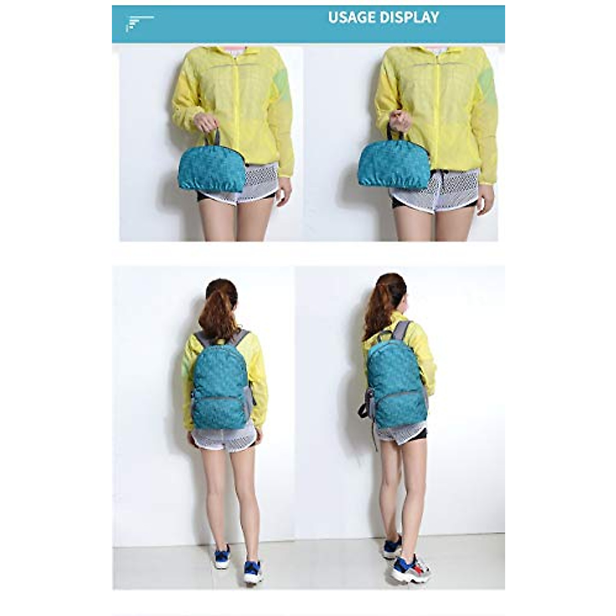 BROGEND Casual Small Backpack Folderable Daypack 15L for Hiking and Traveling (15L-Foldable, Black-F)