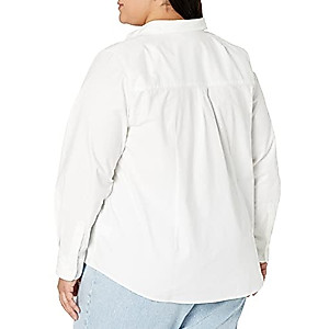 Amazon Essentials Women's Long Sleeve Button Down Stretch Oxford Shirt (Available in Plus Size), White, XX-Large