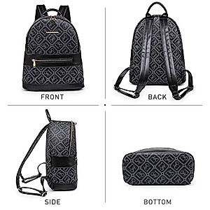 Dasein Womens Backpack Purse Casual Travel School Daypack with Matching Wristlet 2Pcs Set (DS-Black)