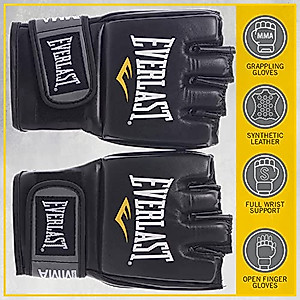 Everlast Pro Style MMA Grappling Gloves, Large/Xtra Large, (Black)
