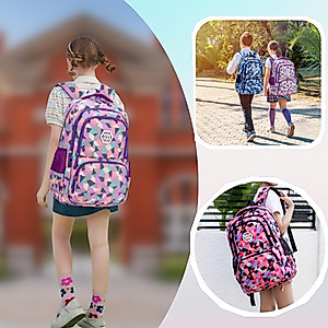 Geometric-Print Backpack School-Bag for Girls-Boys Middle-School Elementary Bookbags, Backpack for Girls 10-12