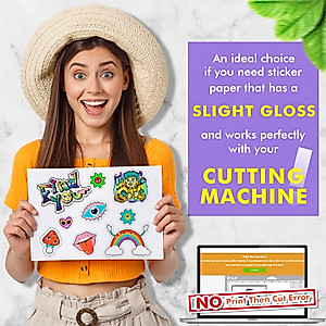 Koala Semi Glossy Sticker Paper for Inkjet and Laser Printer 100 Sheets Printable Sticker Paper, 8.5 x 11 Inch Adhesive Photo Sticker Paper, Work Well with Cutting Machine