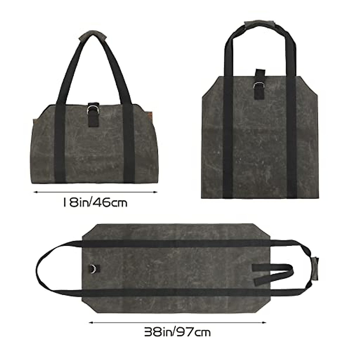 Elezay Log Carrier Waxed Canvas Bag Wood Holders Fireplace Stove Accessories