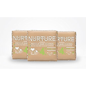 Nurture Diapers by BioBag, Size 4 (15-31 pounds), 78 Premium Quality Baby Diapers, Chemical Free, Ultra Absorbent, Eco Friendly, Hypoallergenic