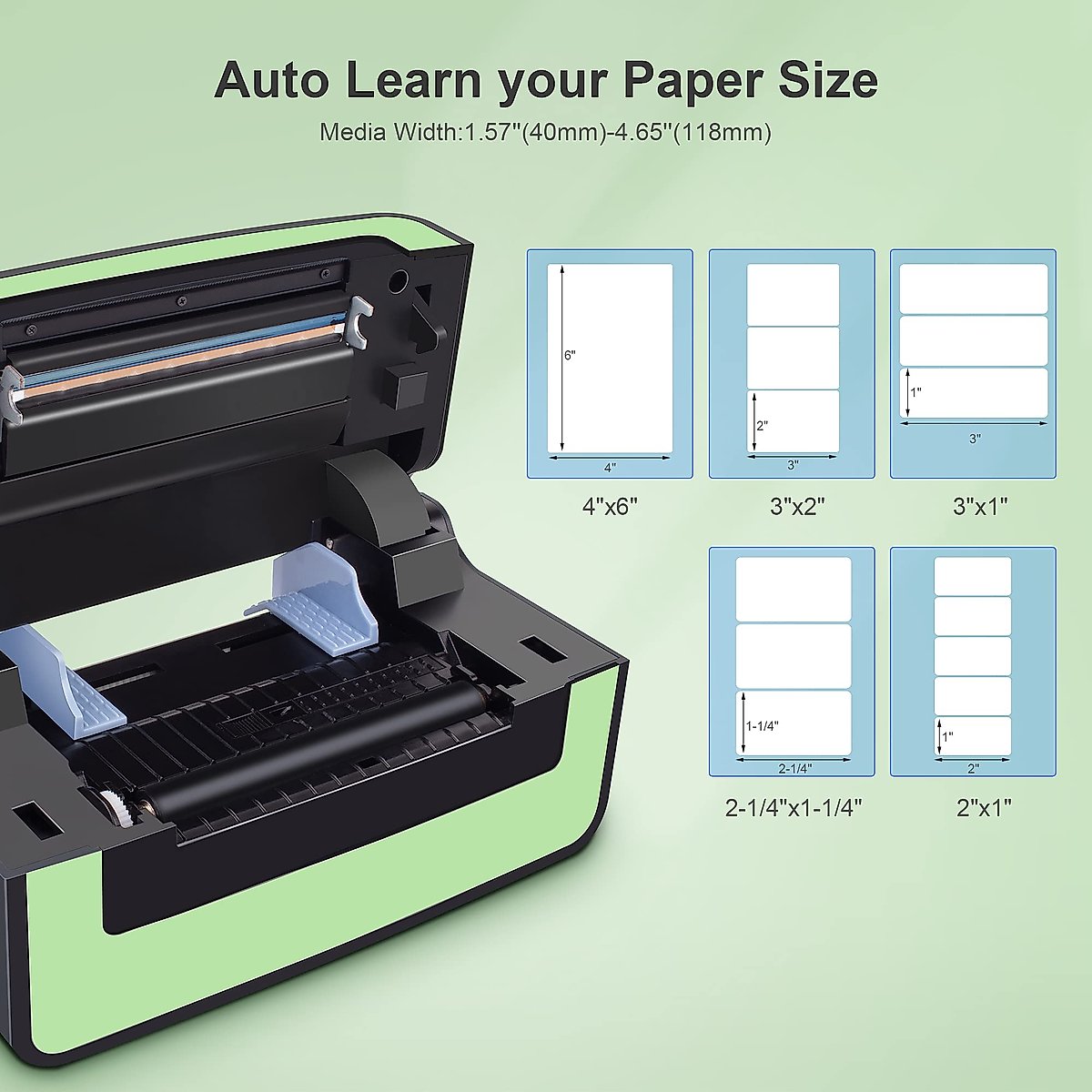 POLONO Shipping Label Printer for Shipping Packages, 4x6 Label Printer, Thermal Label Maker, Compatible with Shopify, Ebay, USPS, FedEx, Amazon & Etsy, Support Multiple Systems(Green)
