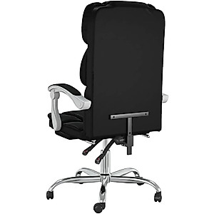 Reclining Office Chair,with Rolling Wheels with Adjustable seat Height Suitable for Office, Home, Study Space, Conference Room or Play Facility Black Faux Leather