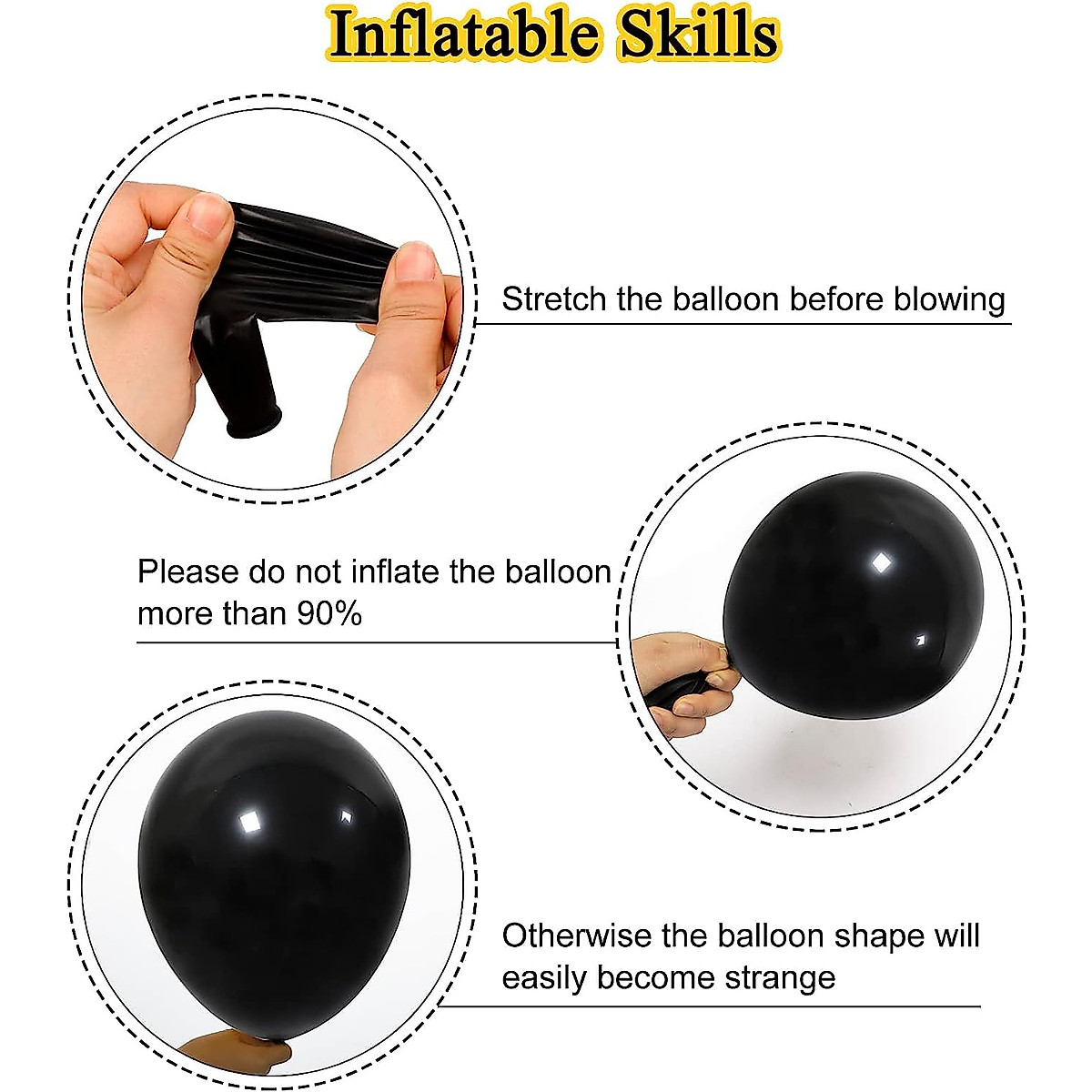 HTCAIZI 100pcs Black and Gold Balloons Garland Kit, 5 10 12 Inch Black Gold and White Balloons for Baby Shower, Wedding, Party，Graduation,Birthday for Men/Women Decorations