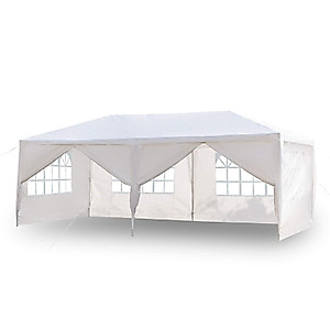 10' x 20'x 8.5'Outdoor White Waterproof Gazebo Canopy Tent with 4 Removable Sidewalls and Windows Heavy Duty Tent for Party Wedding Events Beach BBQ