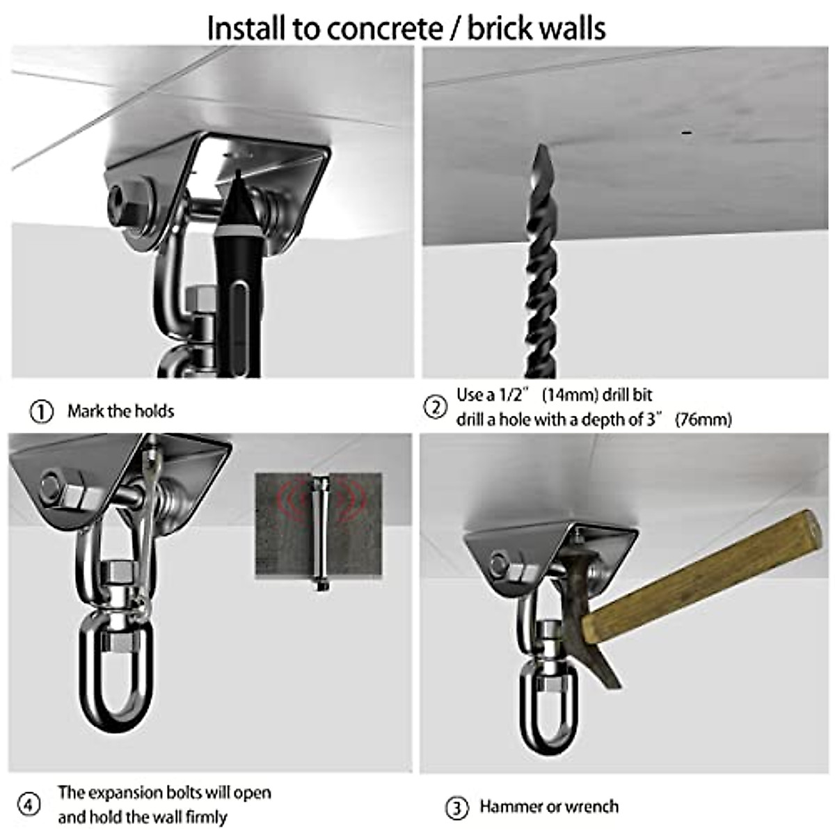 Velomill Hammock Hanging Kit, 1000 lb Capacity Heavy Duty 360° Rotate Swing Ultra Durable Hooks for Swing, Chair, Multiple Indoor Outdoor Gym