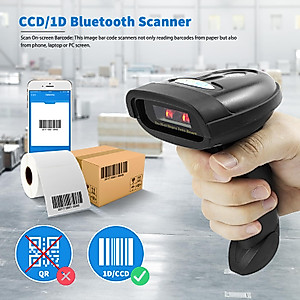 NETUM Bluetooth Barcode Scanner, Compatible with 2.4G Wireless & Bluetooth Function & Wired Connection, Connect Smart Phone, Tablet, PC, CCD Bar Code Reader Work with Windows, Mac,Android, iOS