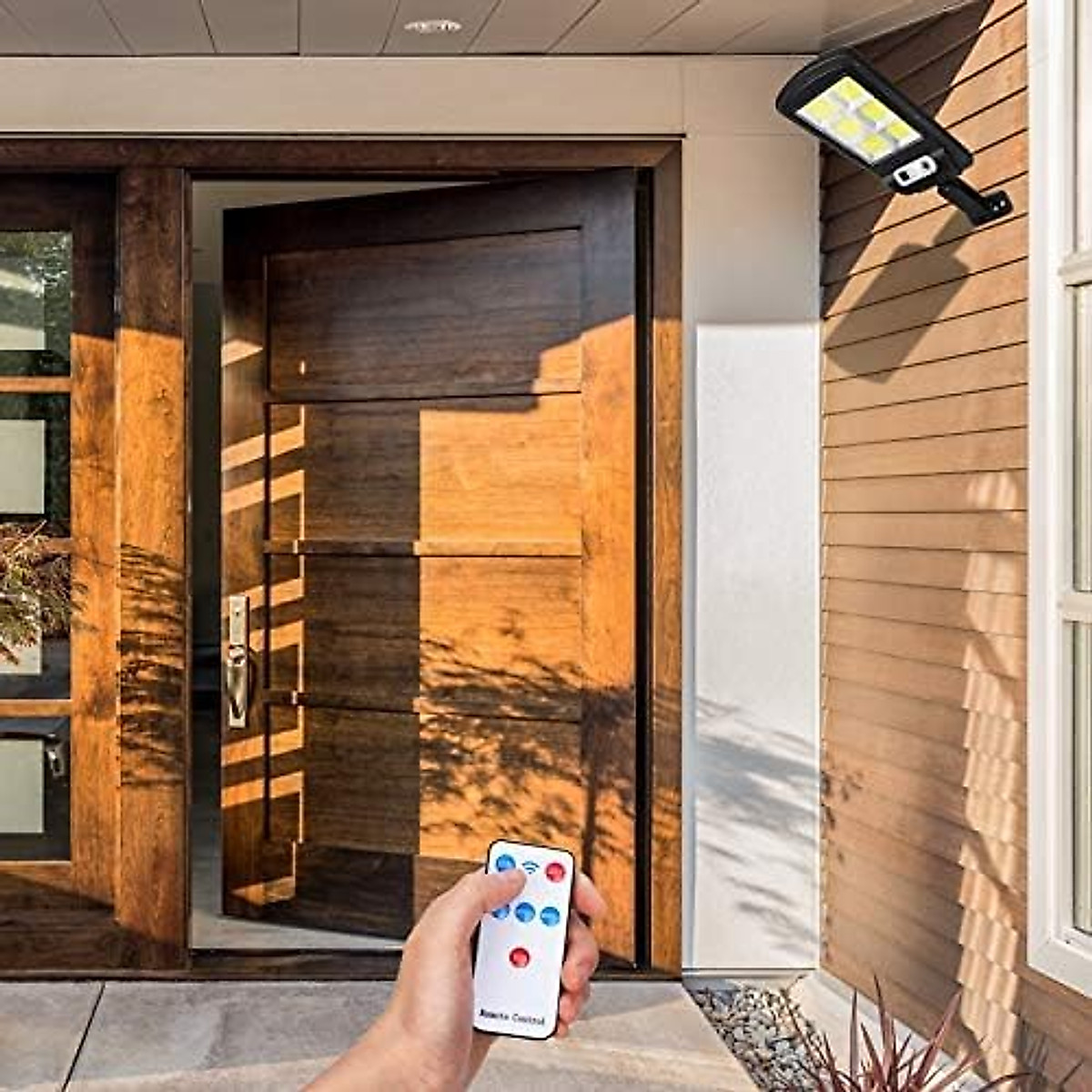 Led Solar Street Lights Outdoor, 4 Pack 120 Led Remote Control Solar Parking Lights Wireless Ip65 Motion Sensor Solar Security Wall Light with 3 Modes for Garden, Street, Deck, Yard, Garage, Patio