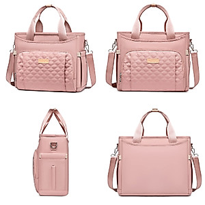 AIJIEKE Lunch Bag for Women, Insulated Lunch Box Tote Bag for Work, Extra Large Wide Open Leak Proof Cooler Bag with Shoulder Strap & Side Pockets for Picnic Hiking Beach, Pink