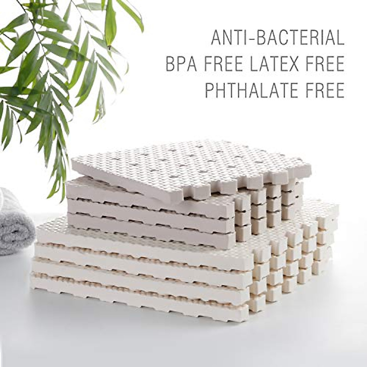 BOWERBIRD Original Anti-Fatigue Shower Stall Mat - Extra Thick and Soft Foam Material Comfortably Cushions Your Feet - Square - 4 Interlocking Tiles