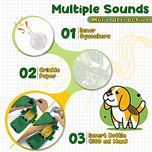 XIUGOAL Interactive Dog Toys for Small Medium Dogs - 2 Pack Puppy Toys for Boredom and Teething, No Stuffing Squeaky Puppy Chew Toys with Crinkle, Treat Dispenser and Holds a Bottle