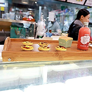 Folding Bamboo Serving Tray with Handles - Wood Table Trays for Eating Food - Portable, Breakfast, Dinner or Snack at Home (Bed, Couch, Chair) - TV Tray - Lap Desk for Laptop - Large and Roomy