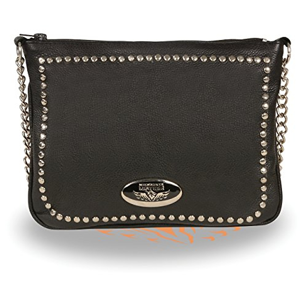 MILWAUKEE'S MP8810-BLK-PCS Women's Black Medium Studded Shoulder Bag