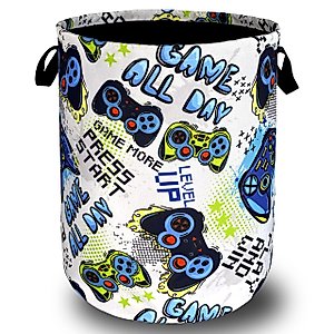 Funny Cool Game Machine Laundry Basket Games Foldable Colorful Laundry Hamper Oxford Cloth Tote Bag Clothes Storage Bucket Toy Organizer 18.9" x 16.5" For Bathroom/Laundry Storage/Bedroom