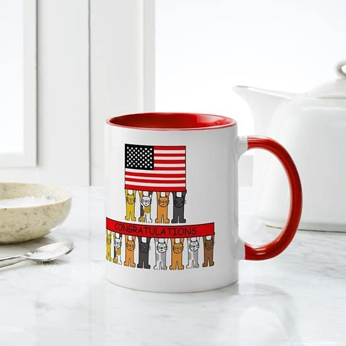 CafePress USA Citizenship Congratulations. Mug Ceramic Coffee Mug, Tea Cup 11 oz