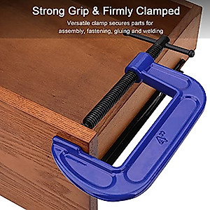 CEE 2Pack 4 Inch C Clamps Set, Heavy Duty C Clamps for Woodworking, Industrial Strength G Clamps for Welding, Building, Household Clamping Projects, Blue